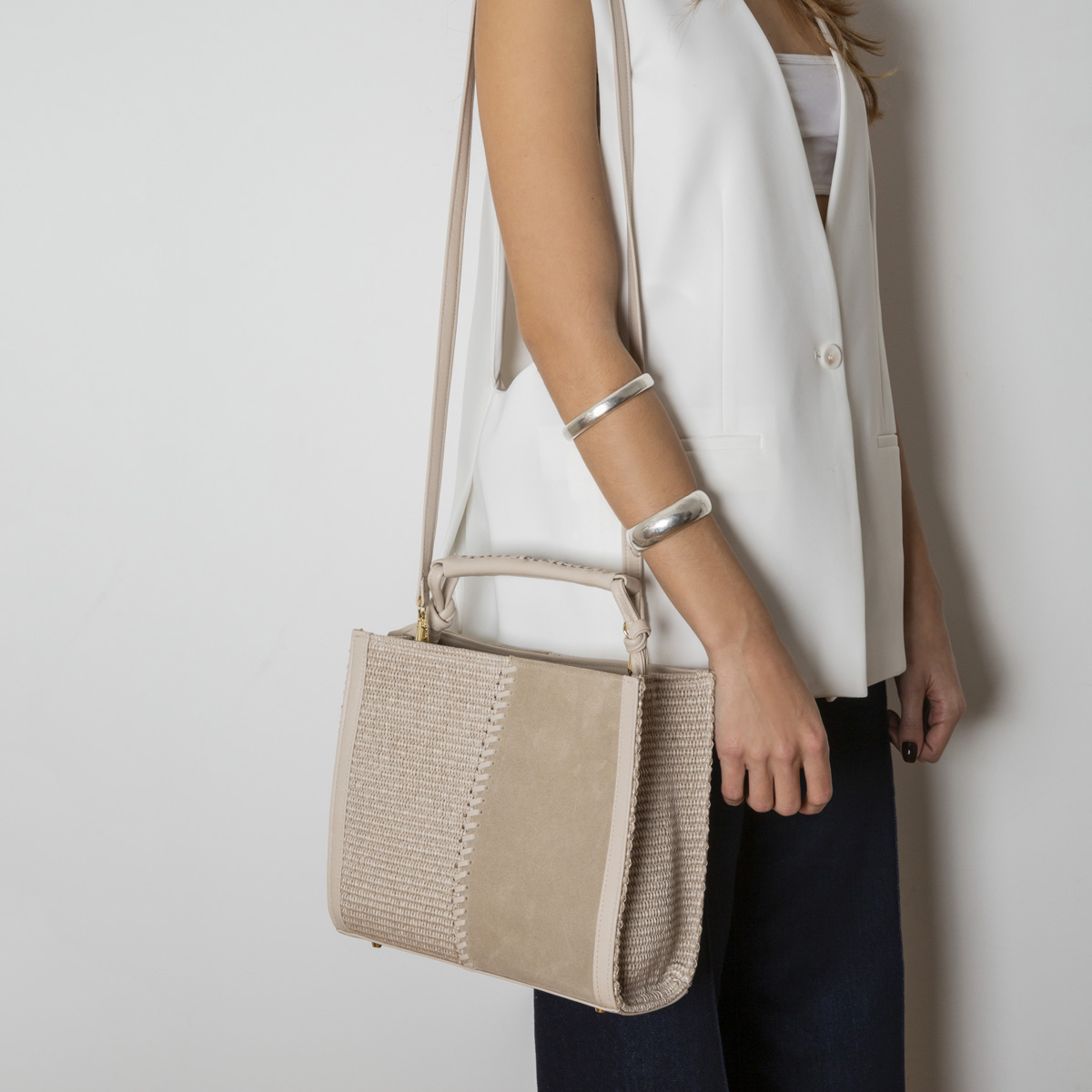 Isadora Suede-Raffia Bag - Orra The Brand